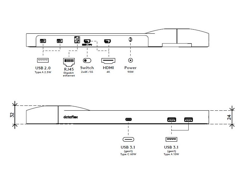 EOL - Dataflex Viewlite link USB-C Dockingstation 58.802 silber