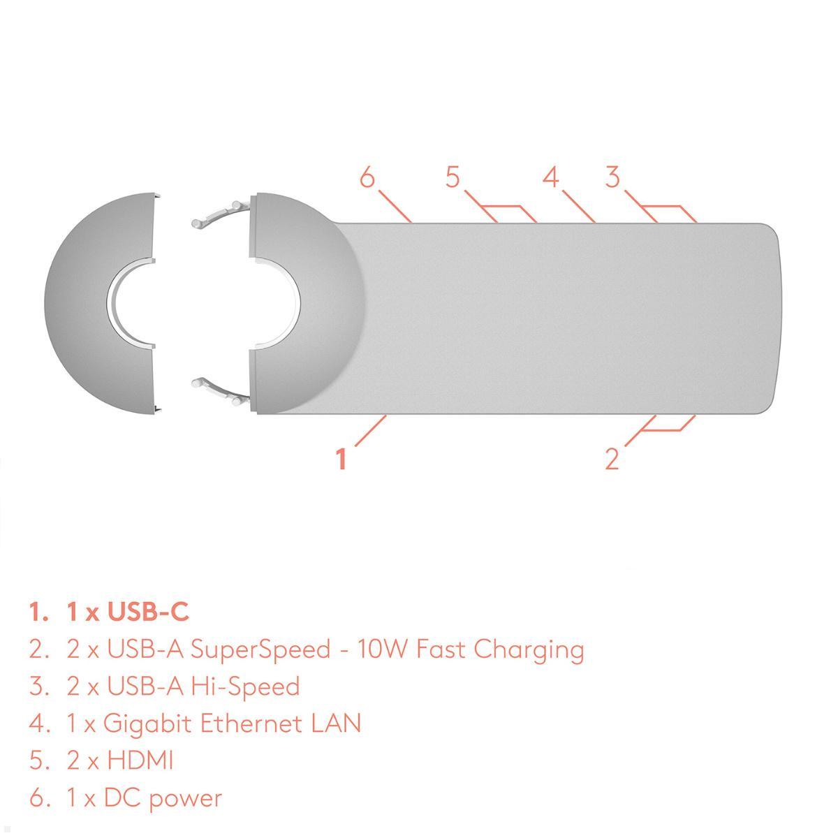 Dockingstation mit USB-C Dataflex Viewlite Link, weiß (58.800)